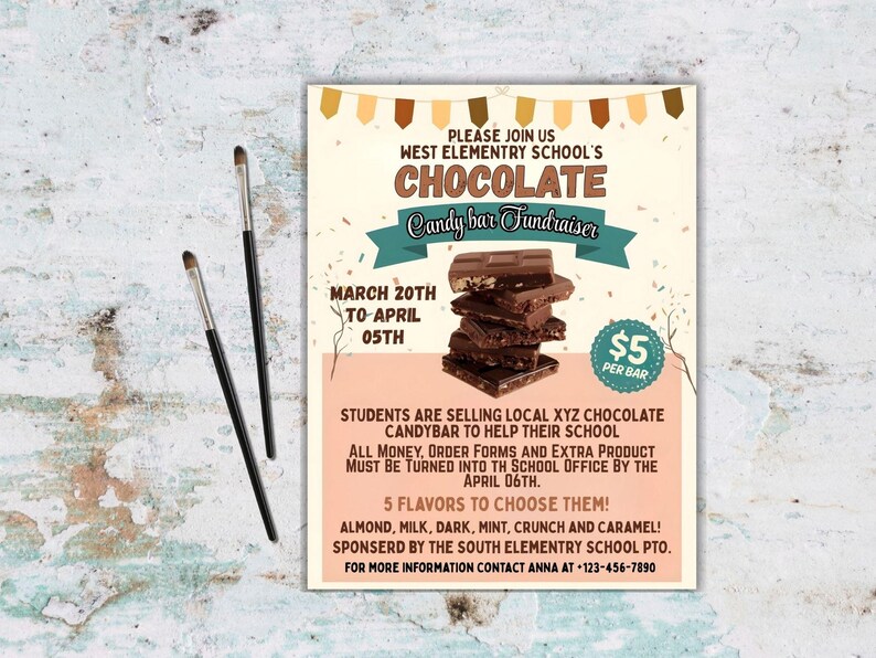 Editable Chocolate Fundraiser Flyer: School PTA Event (digital Download ...