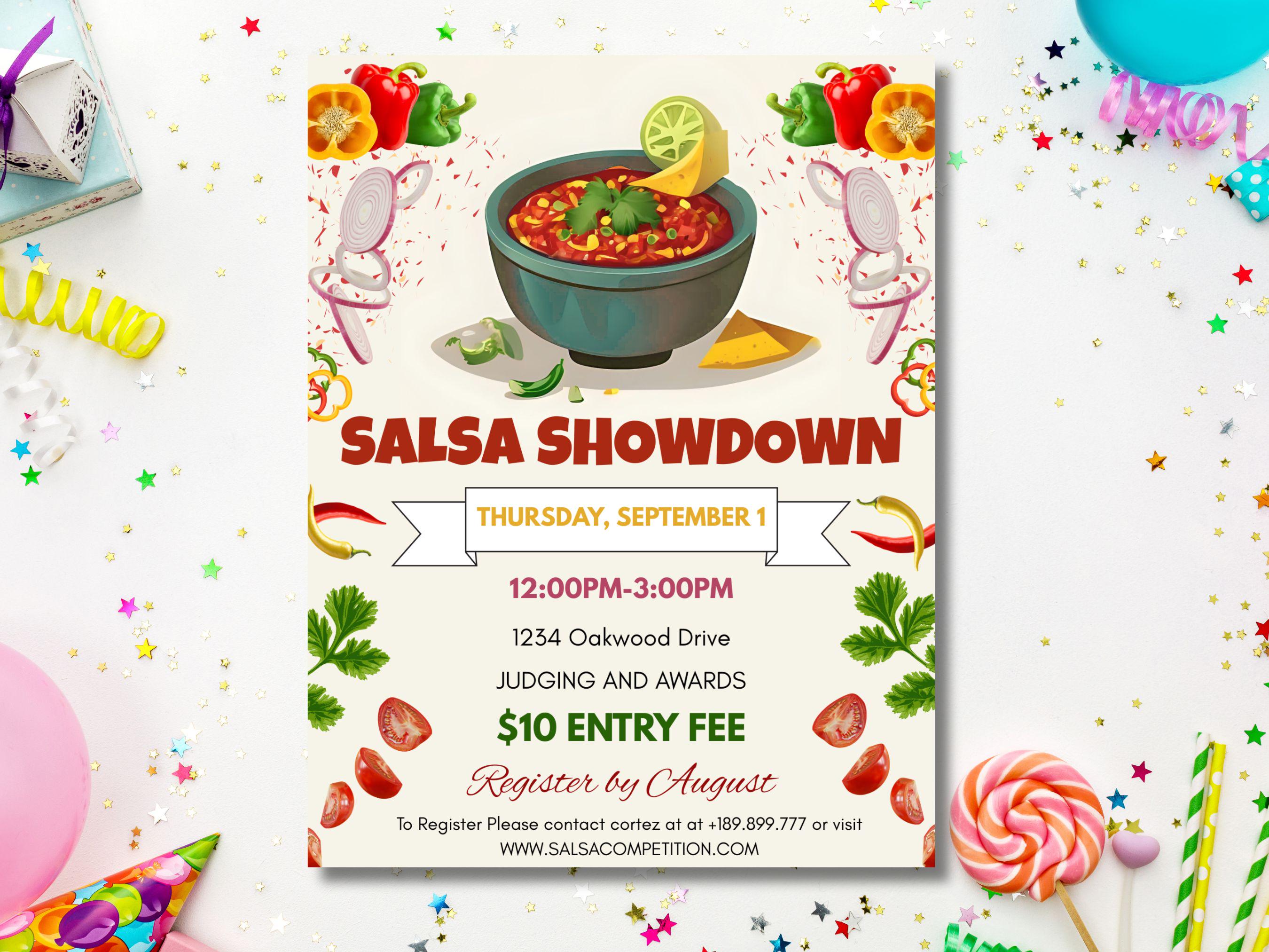 Editable Salsa Showdown Flyer Canva Template, Salsa Contest Invite ...