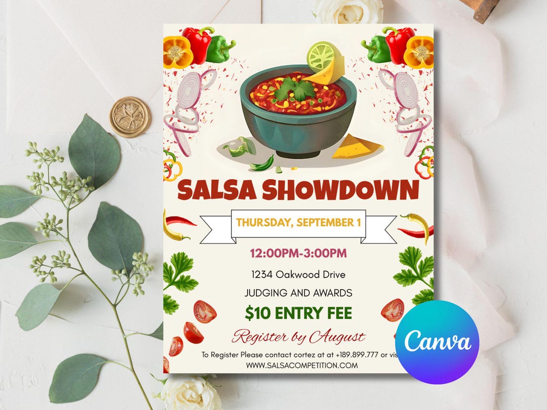 Editable Salsa Showdown Flyer Canva Template, Salsa Contest Invite ...