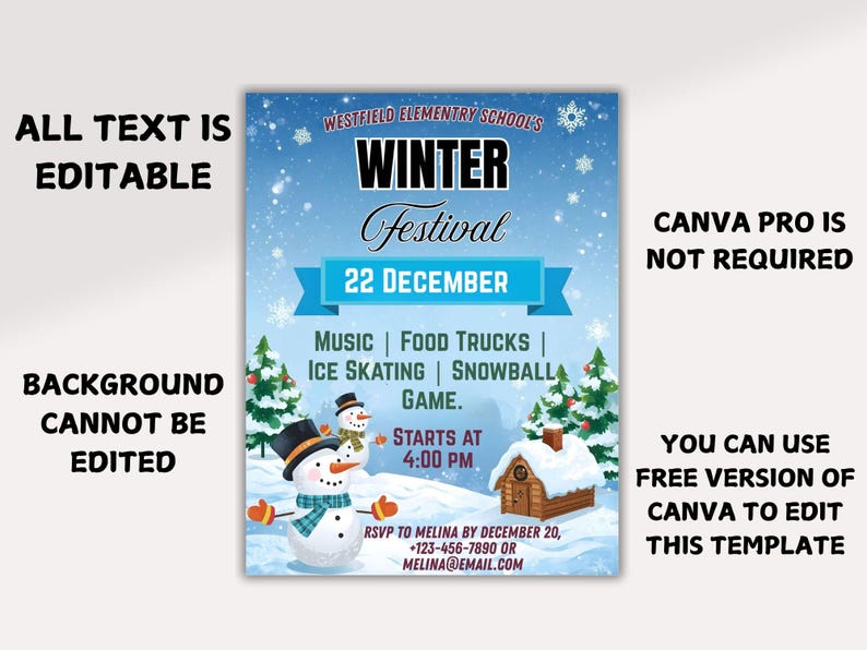 Winter Festival Flyer Template: Editable Holiday Event (canva) - Etsy