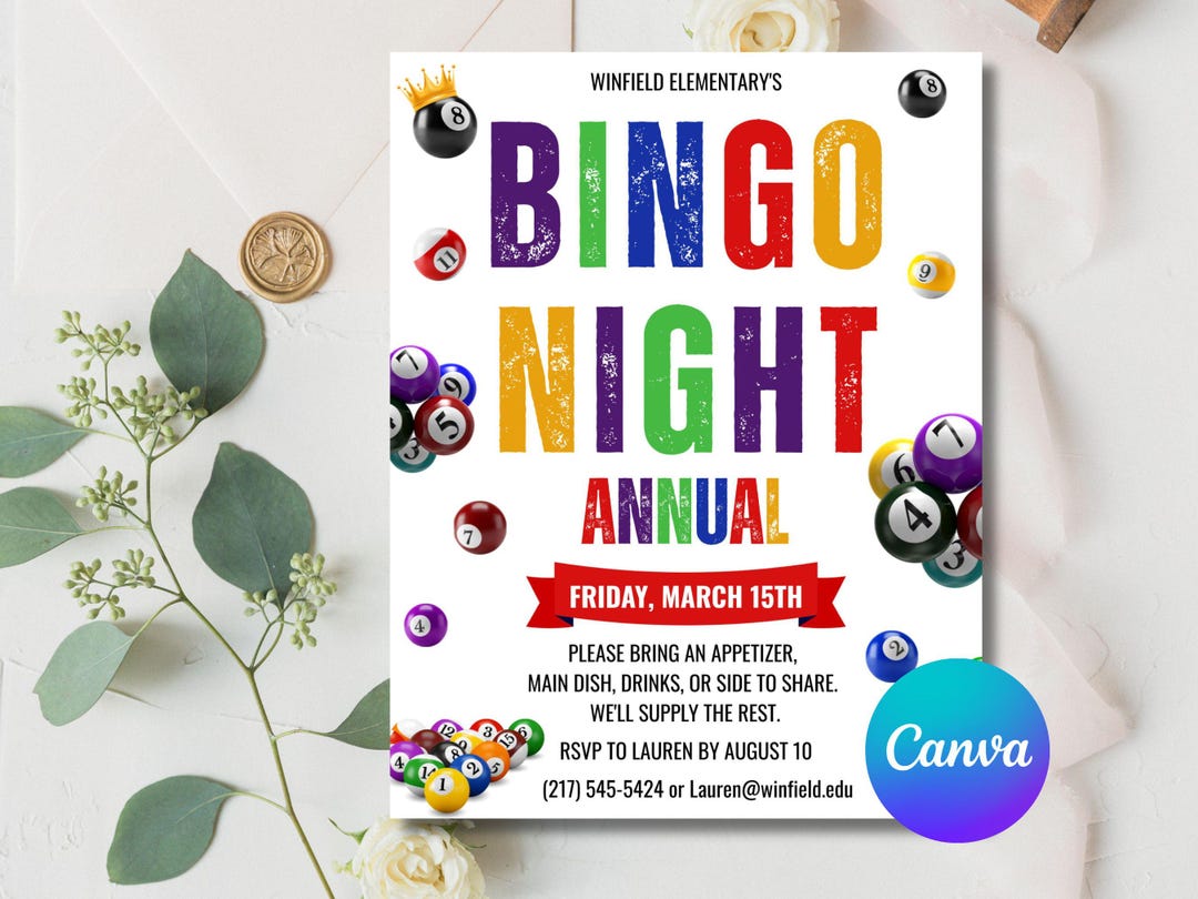 Editable Bingo Night Flyer: School Fundraiser Invite (8.5" X 11") - Etsy