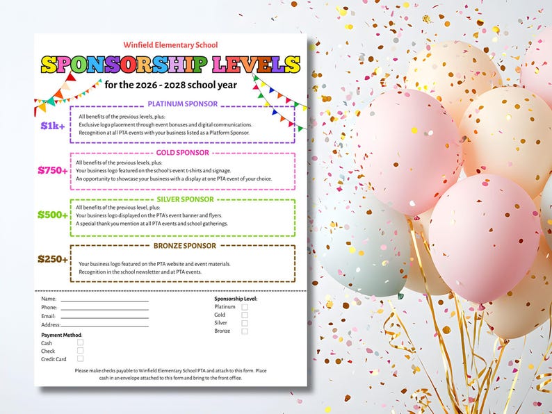 Editable PTO PTA Sponsorship Flyer Template (digital Download) - Etsy