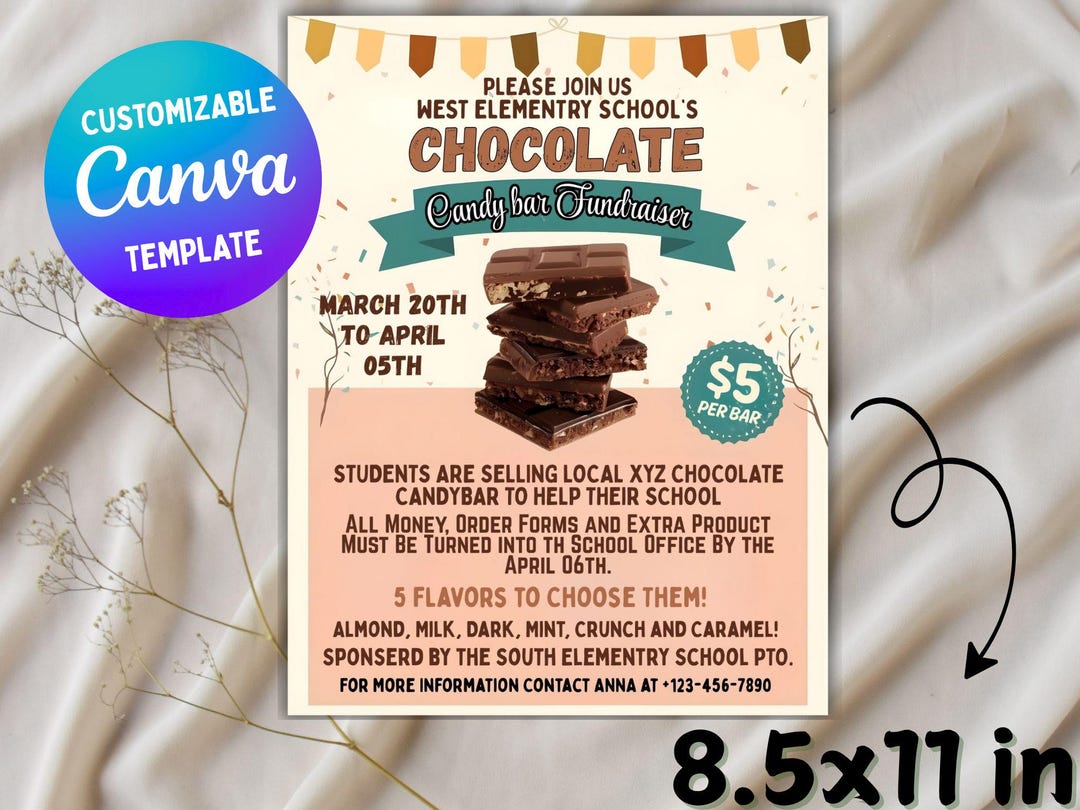 Editable Chocolate Fundraiser Flyer: School PTA Event (digital Download ...