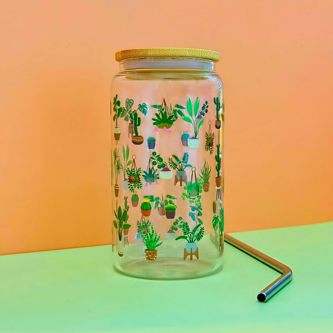 Cute Glass Libby Cold Cup With Straw Aesthetic and Customizable - Etsy