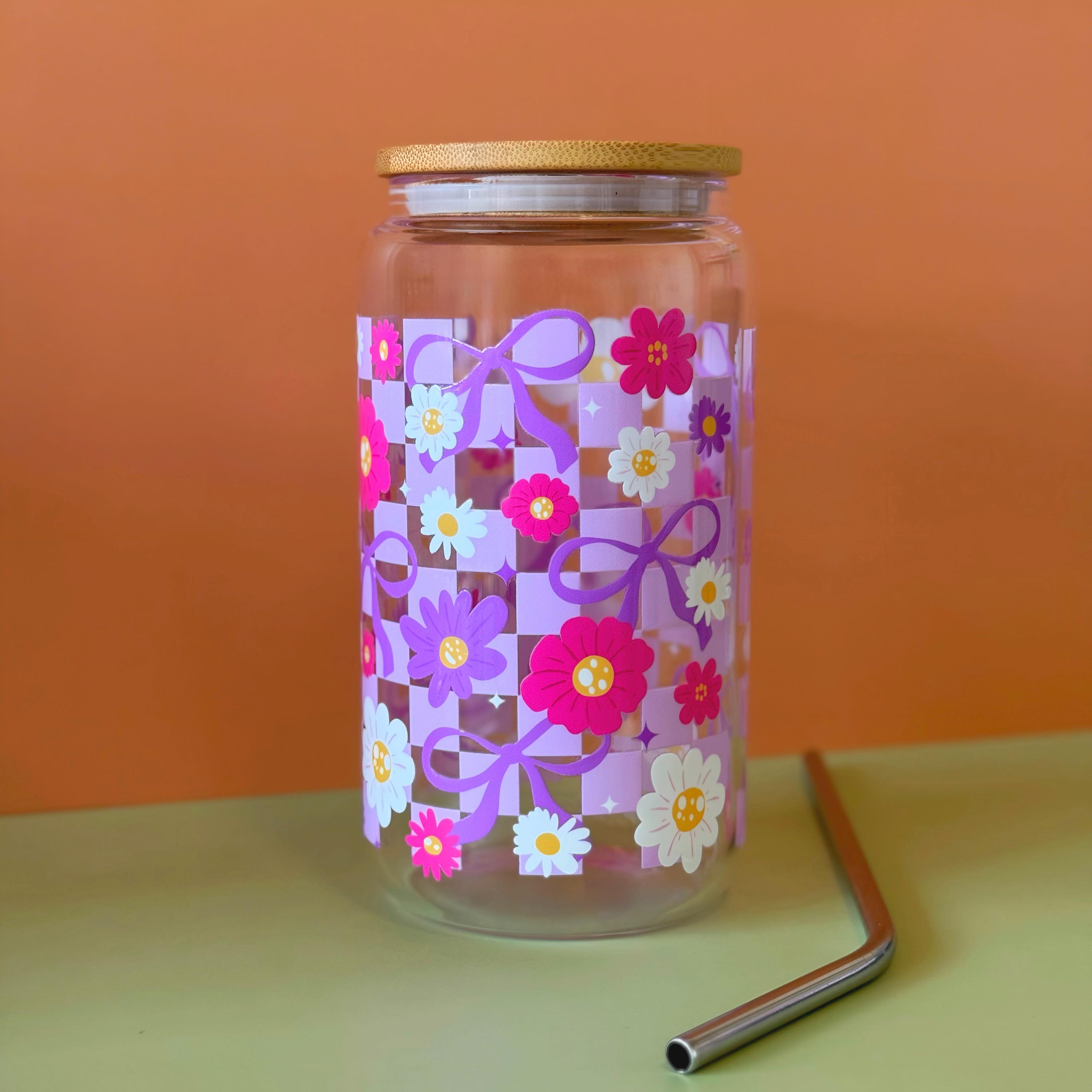 Cute Glass Libby Cold Cup With Straw Aesthetic and Customizable - Etsy