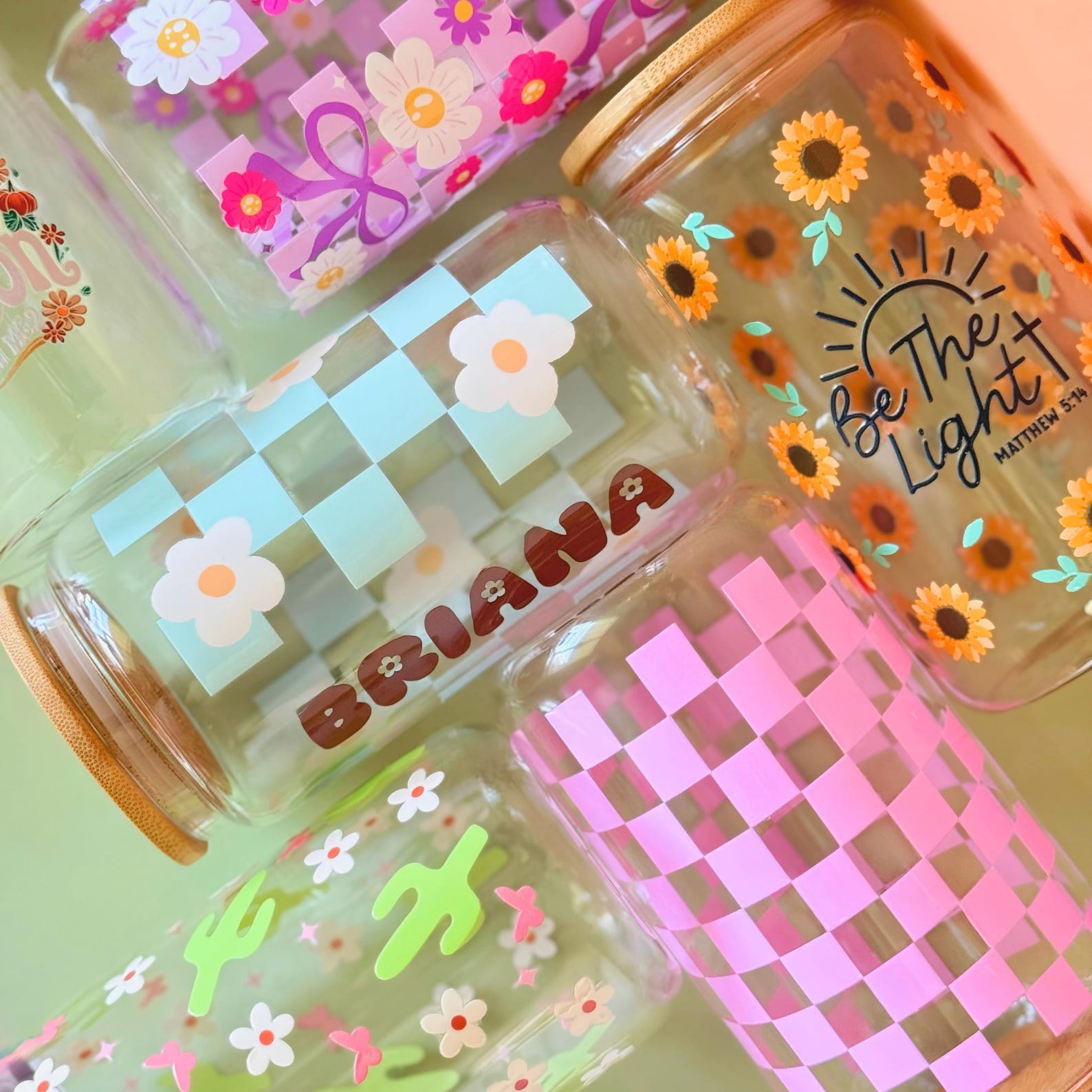 Cute Glass Libby Cold Cup With Straw Aesthetic and Customizable - Etsy