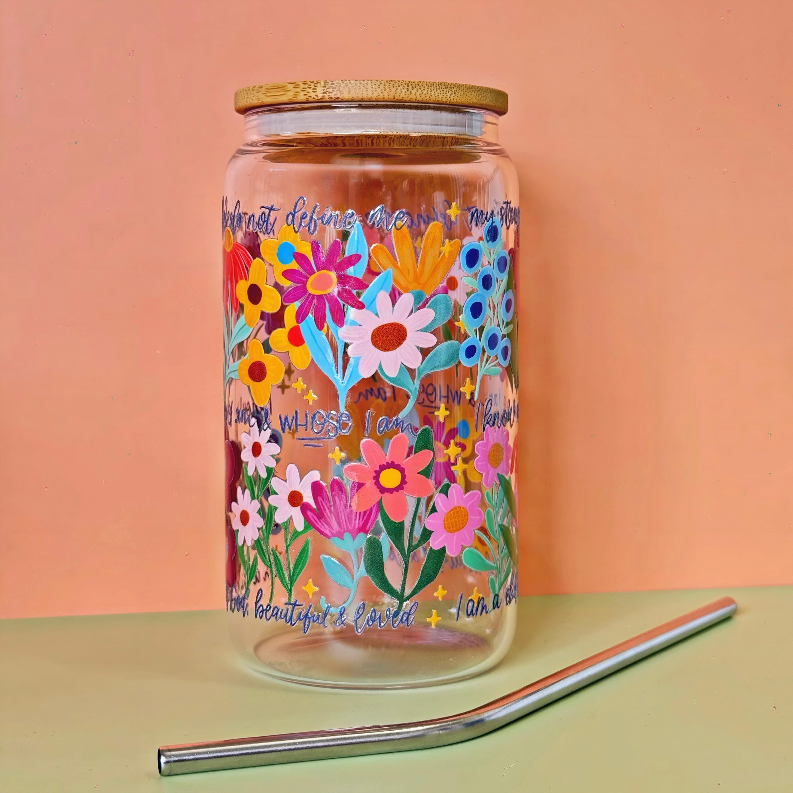 Cute Glass Libby Cold Cup With Straw Aesthetic and Customizable - Etsy