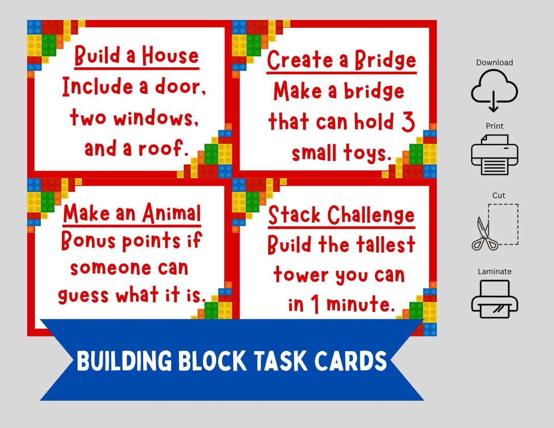 Building Block Task Cards - Etsy