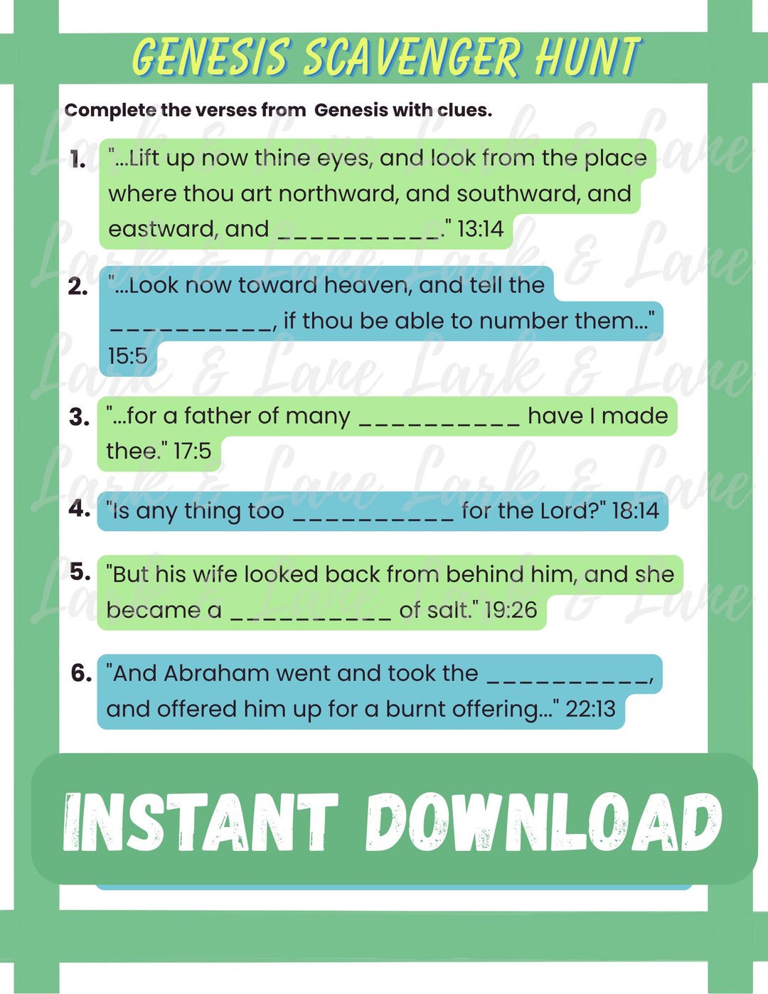 Genesis Scavenger Hunt - Etsy