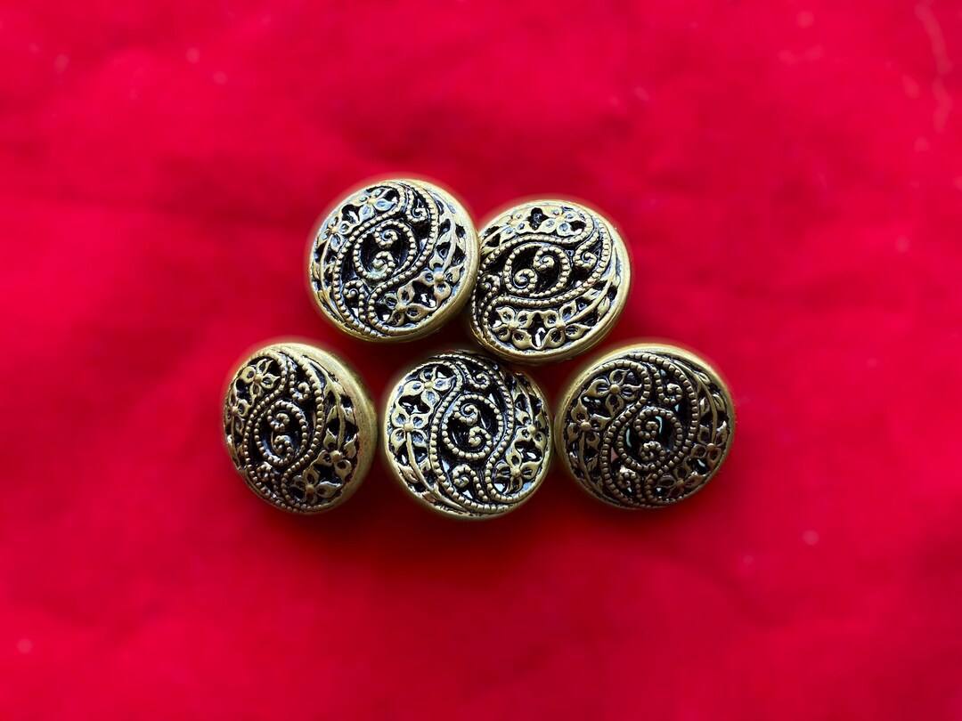Buttons, Mirror Back, Filigree, Pierced, Twinkle, Reflector, Set of Five, Brass, 11/16" - Etsy