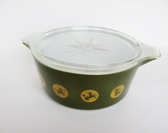 Vintage Pyrex 1961 Promotional Green Zodiac 275-B 2 1/2 Quart Round ...