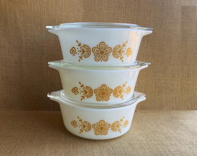 Vintage Pyrex Butterfly Gold 1.5 PINT Casserole, #472 With Lid, (ONE ...