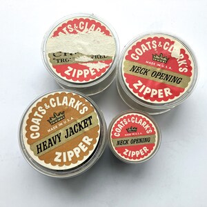 Vintage Zippers Coats & Clarks 1950's Round Plastic Containers Jacket ...