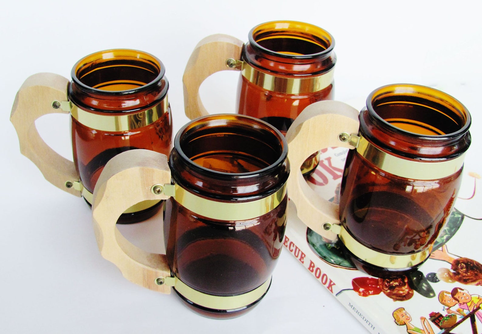 Vintage Siesta Ware Western Amber Glass Beer Mug Stein Wood | Etsy