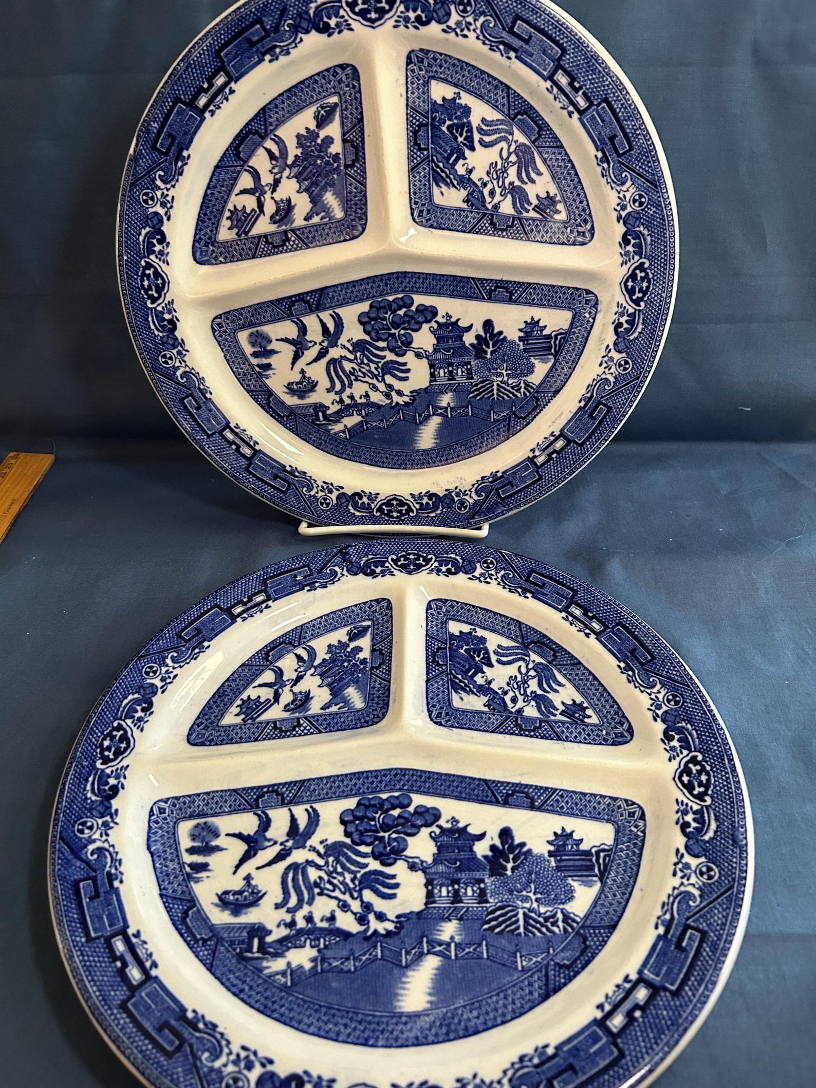 Blue Willow Divided Dinner Plate, Rare Rowland and Marcus England Print ...