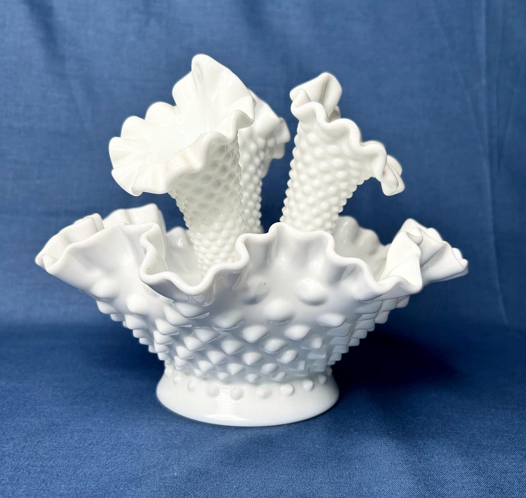 Milk Glass Vase, Hob Knob Vintage Milk Glass, - Etsy