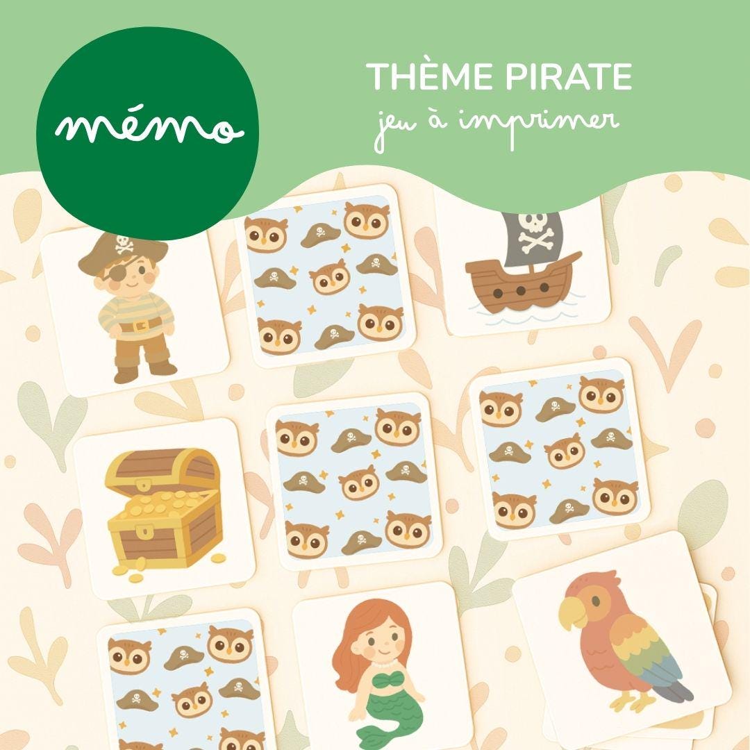 Pirate Memory Game to Print - Kids Memory Cards, Printable PDF File ...