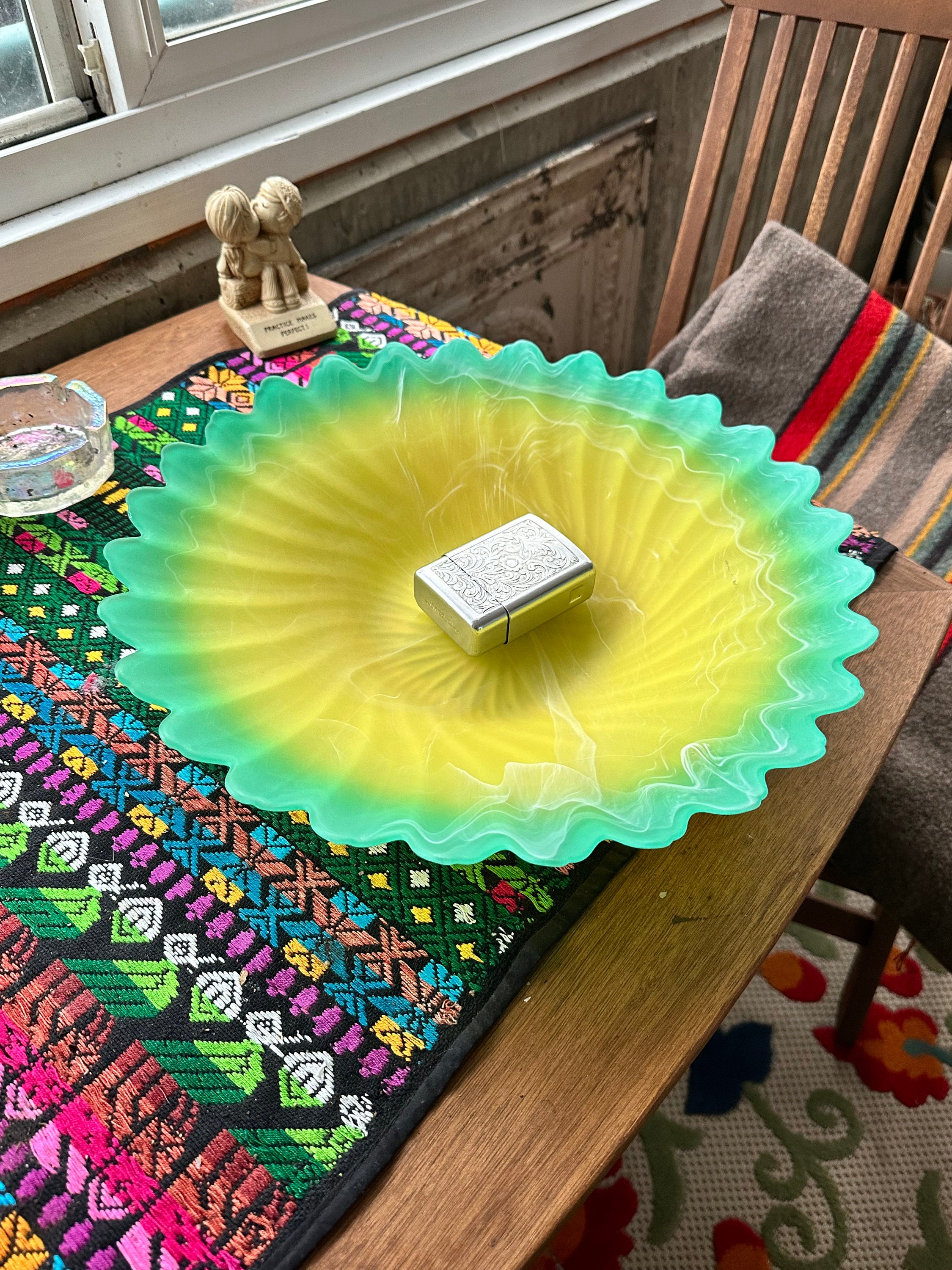 Wavy Frosted Gradient Decorative Glass Bowl - Etsy