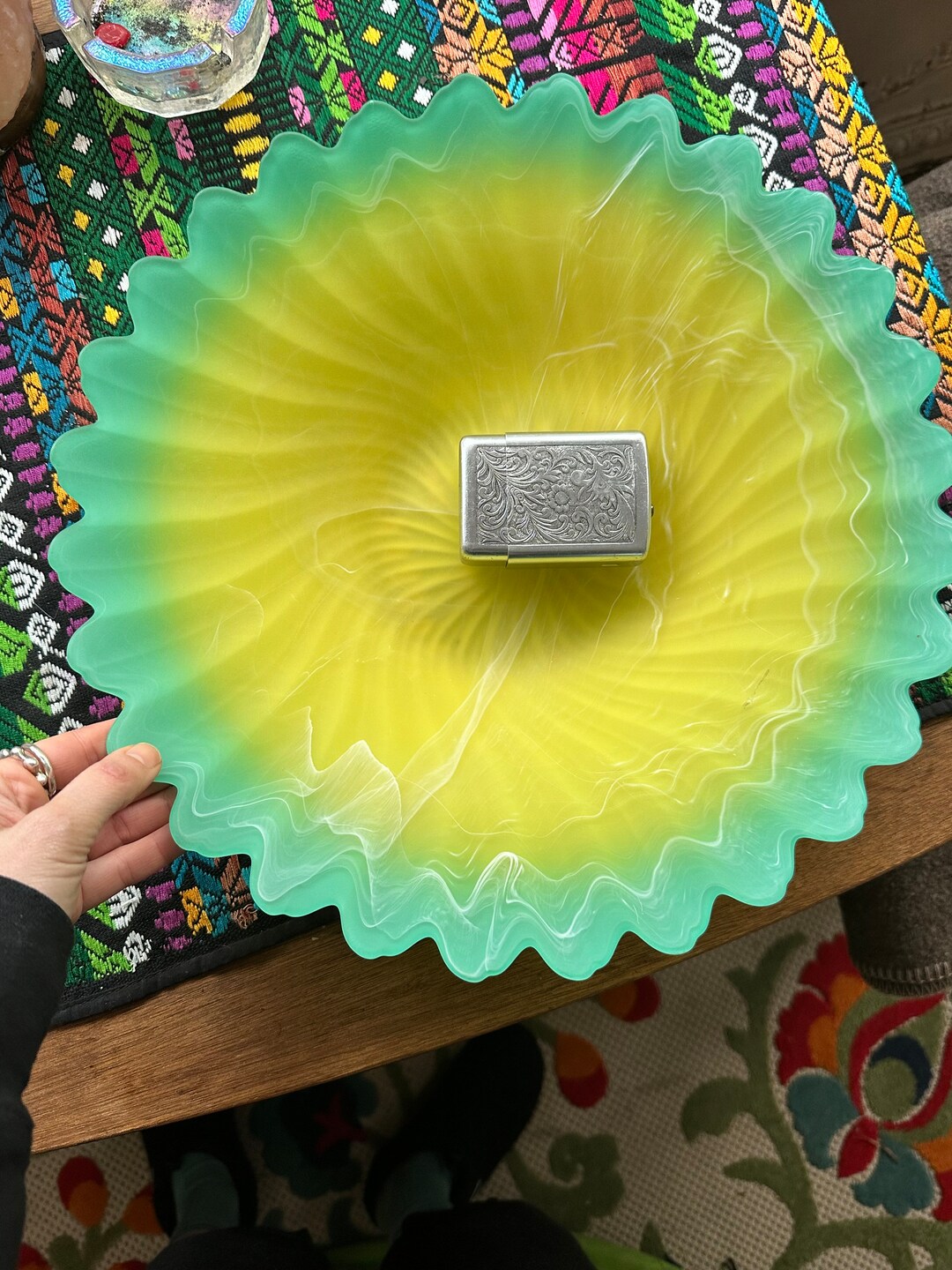 Wavy Frosted Gradient Decorative Glass Bowl - Etsy