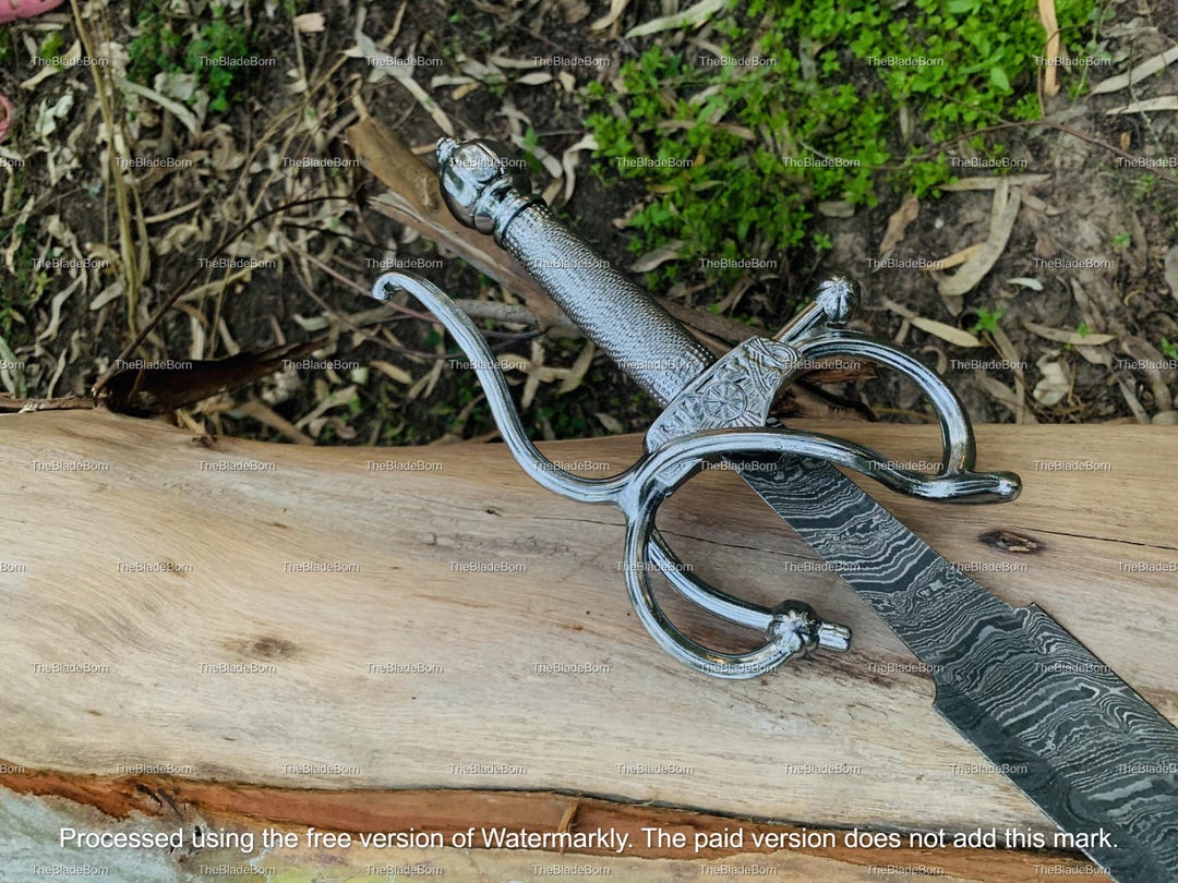 Buy Hand Forged Damascus Steel Rapier Sword, Handmade Medieval Sword ...