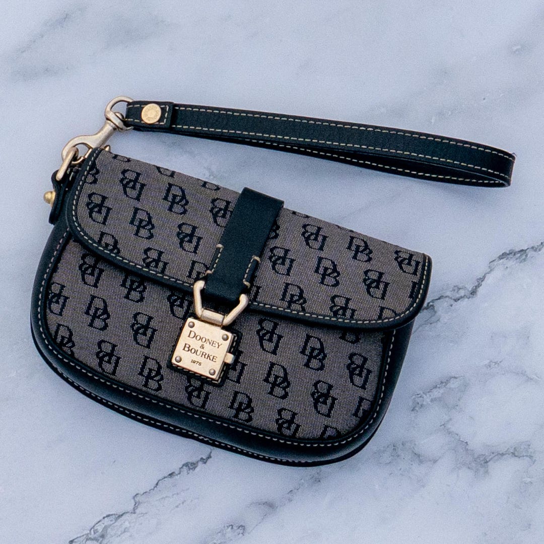 Vintage DOONEY & BOURKE - DB Logo Pattern W/push Lock - Wristlet Purse ...