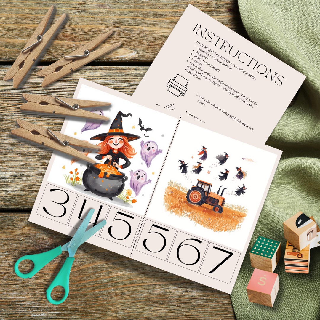 Halloween Count and Clip Cards: Preschool Math Game (digital Download ...
