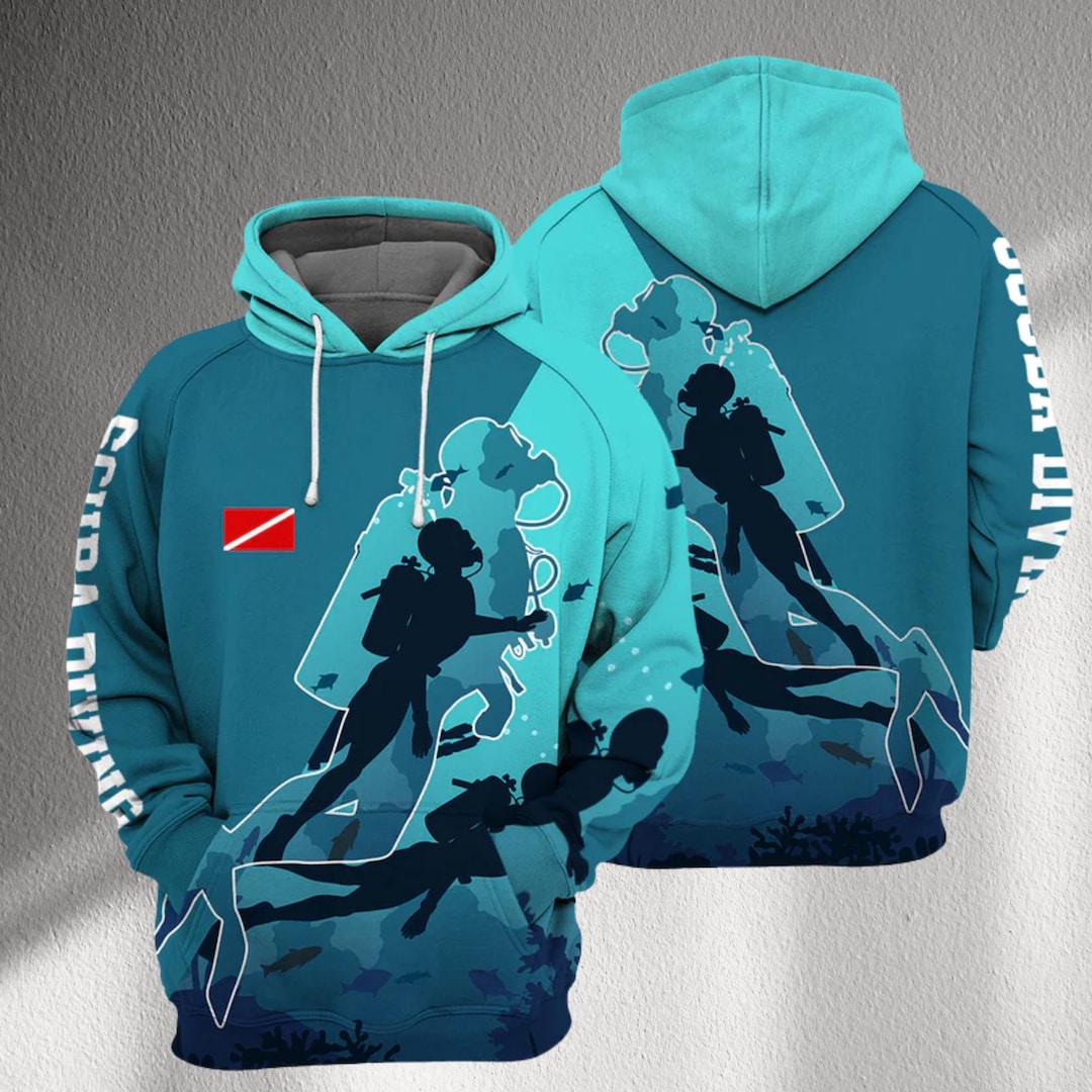 Scuba Diving 3D Print Hoodie Ocean Diver Graphic Unisex Pullover ...