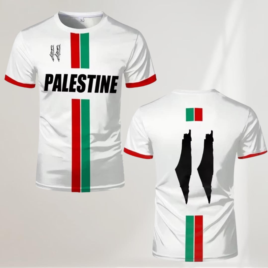 Palestine Flag Stripe Shirt, Black or White Palestine Jersey Tee ...