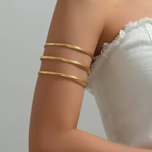Gold & Silver Minimalist Arm Cuff: Elegant Upper Arm Bracelet - Etsy