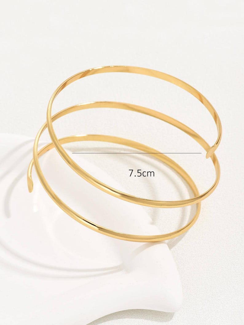 Gold & Silver Minimalist Arm Cuff: Elegant Upper Arm Bracelet - Etsy