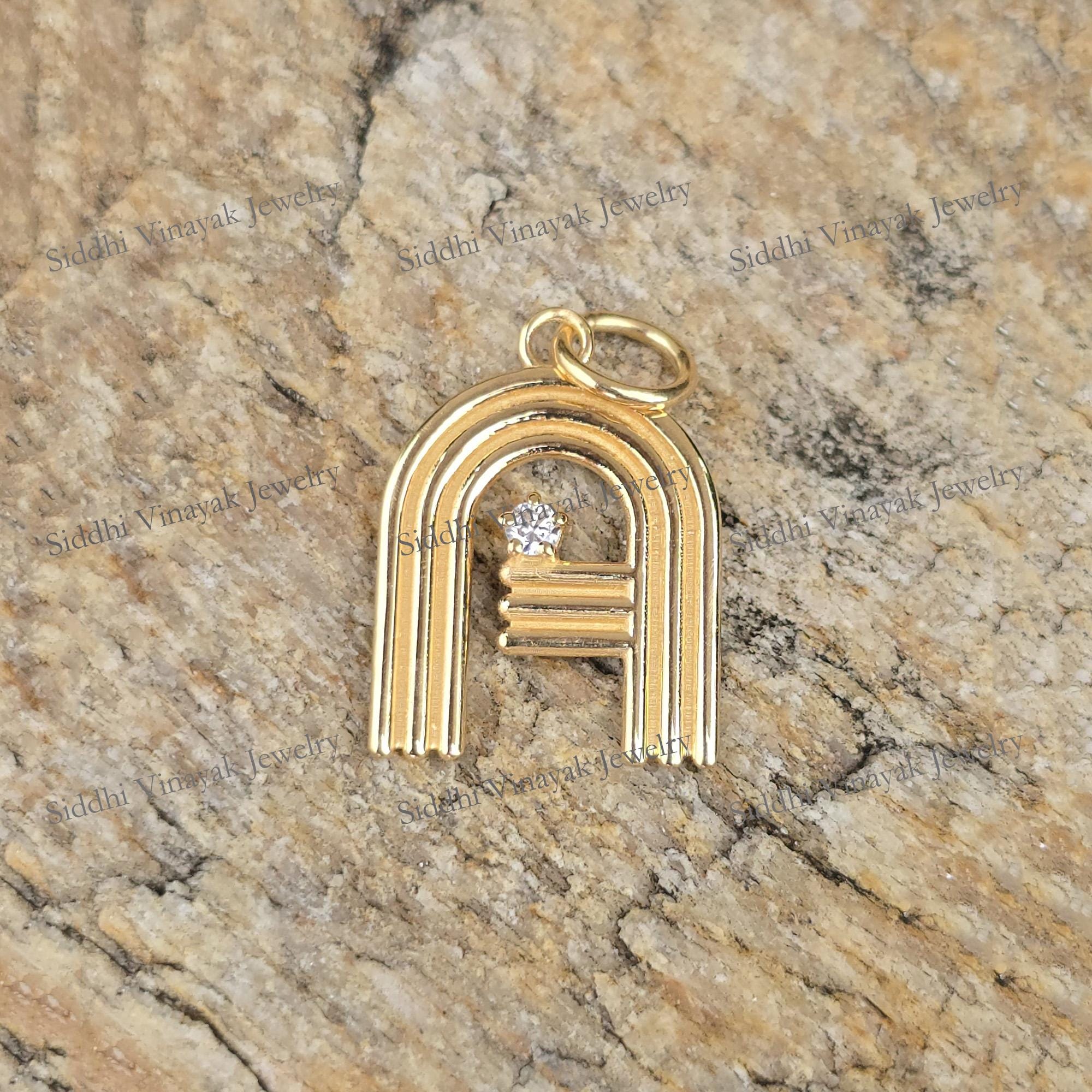 14k Solid Gold Initial Diamond Pendant: Groovy Italian Chain Alphabet ...
