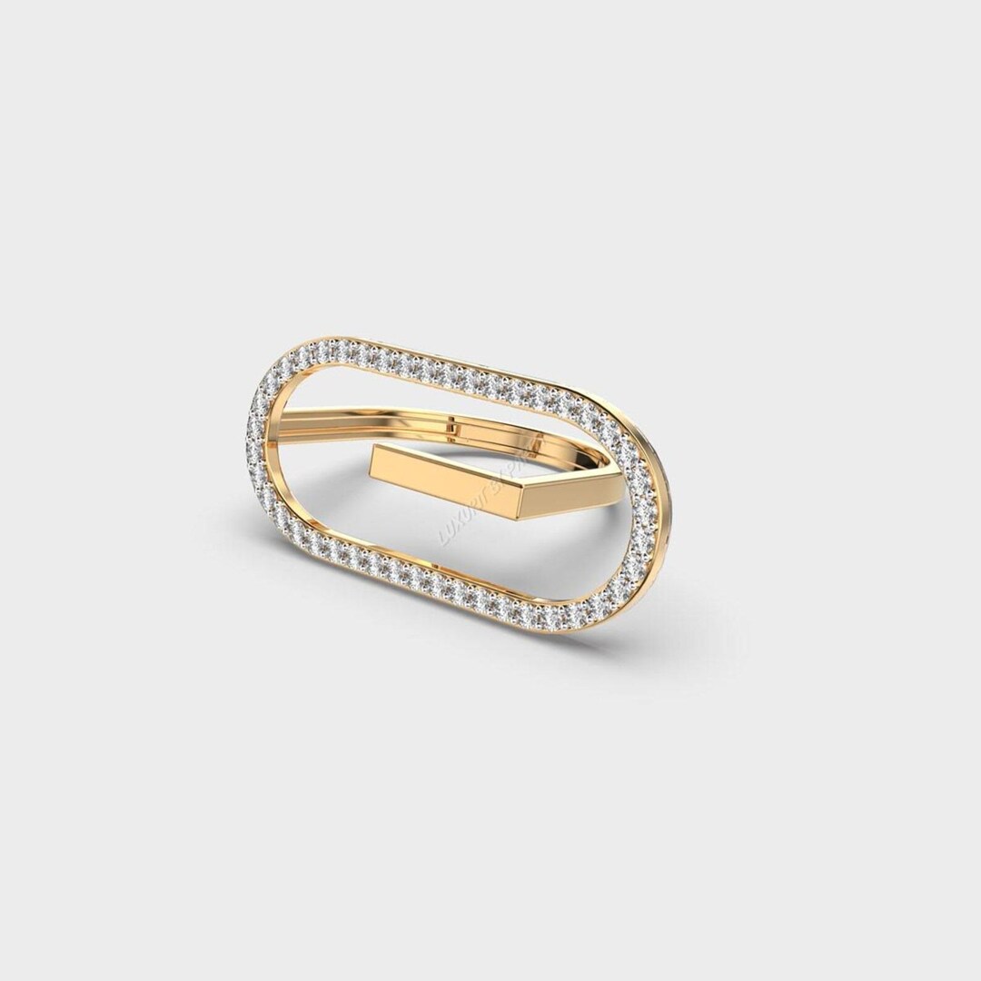 14K Solid Gold Round Cut Sleek Anomaly Diamond Ring,stylish Moissanite ...