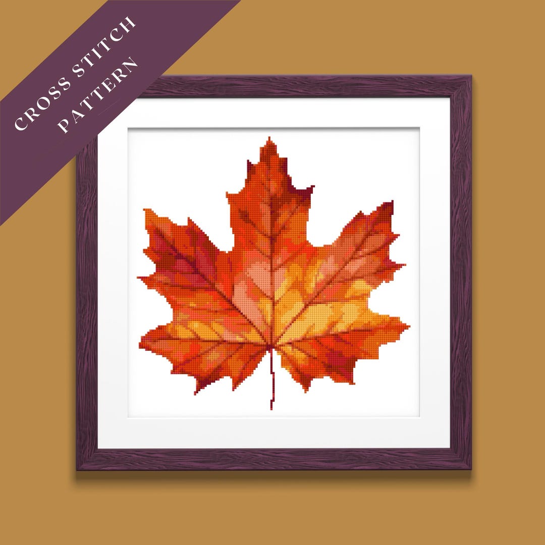 Maple Leaf - Cross Stitch Pattern: DIY Embroidery Design (PDF Download ...