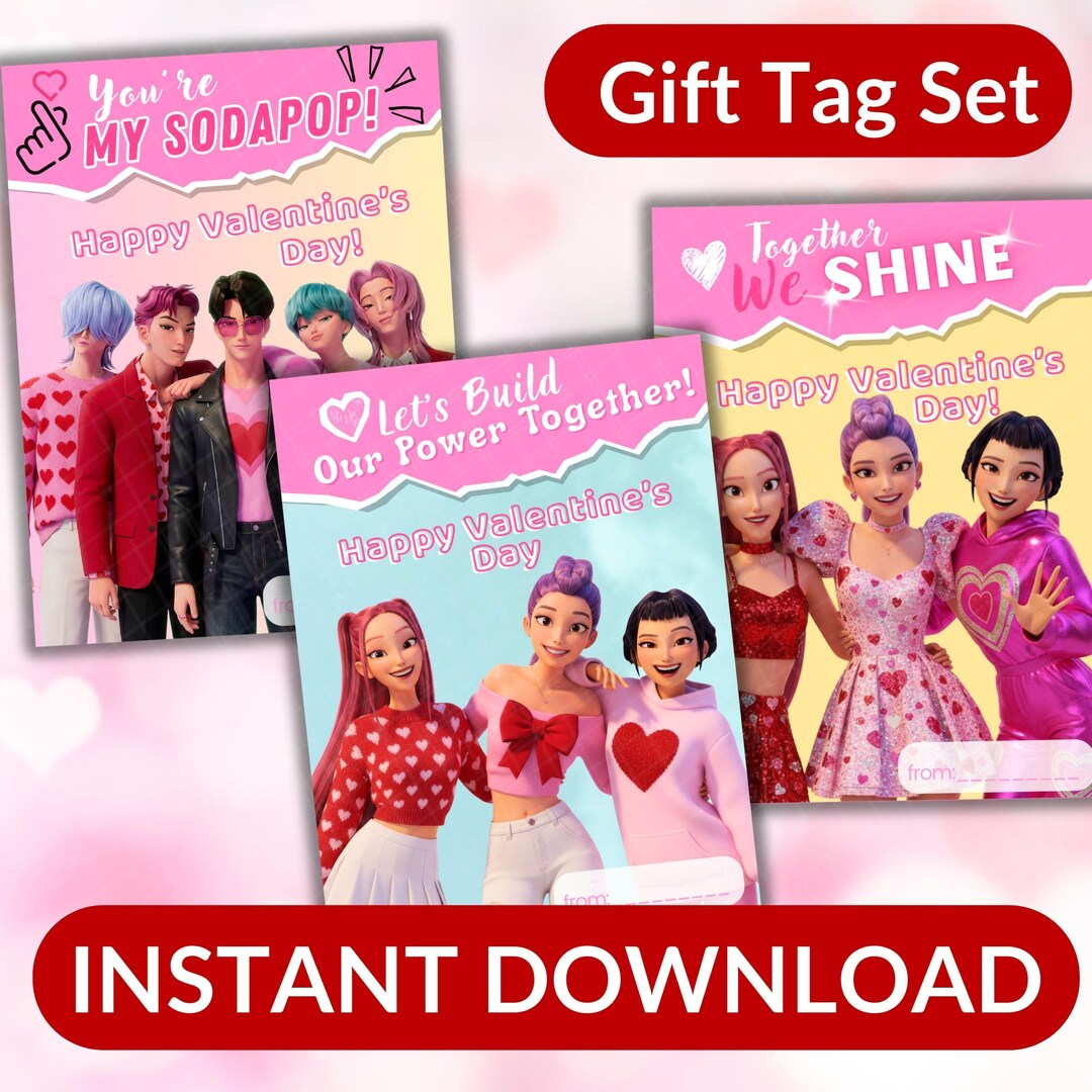 Huntrix Girl Power Valentine Card Set (3 Pack), KPOP Friendship ...