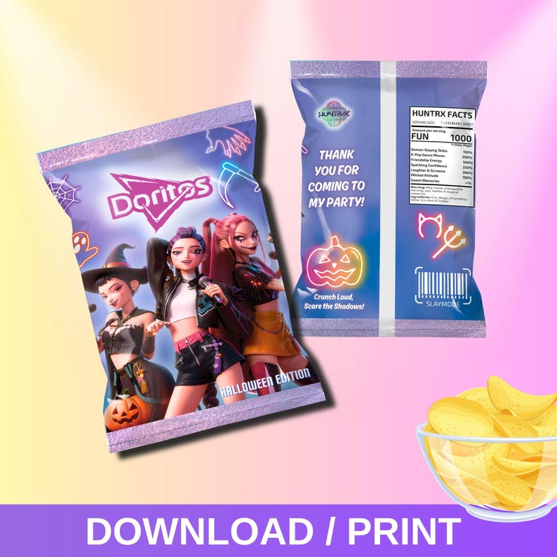 Halloween Kpop Demon Hunter Chip Bag Label for Party, K-pop Theme Party ...