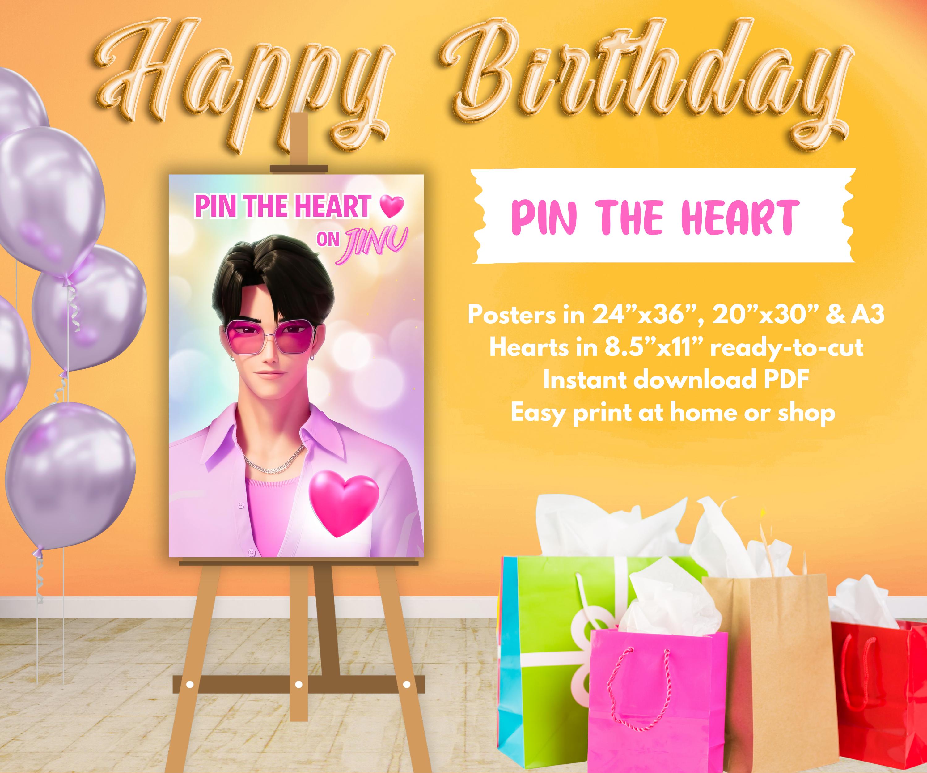 Printable K-pop Party Activity AND GAME, Pin the Heart on Jinu ...