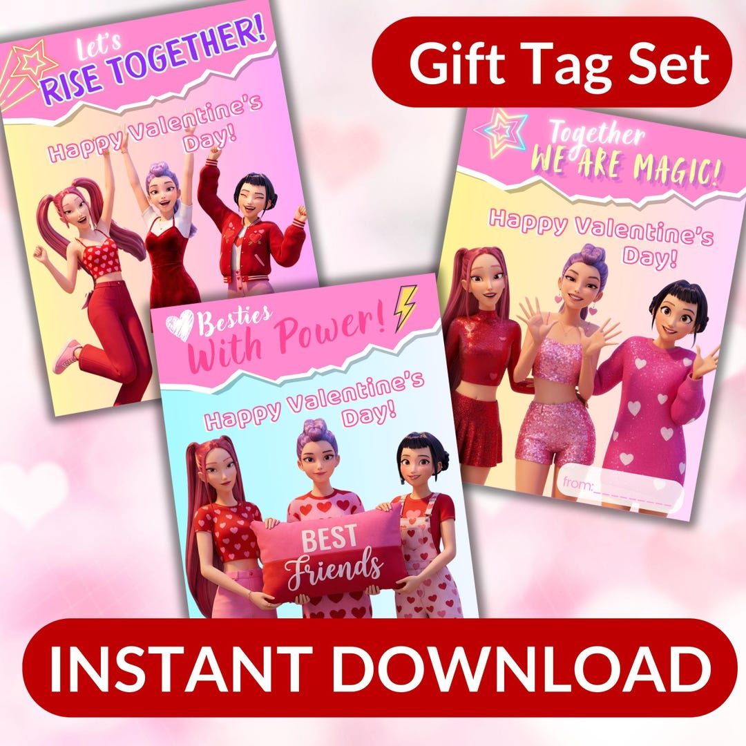 Huntrix Girl Power Valentine Card Set (3 Pack), KPOP Friendship ...