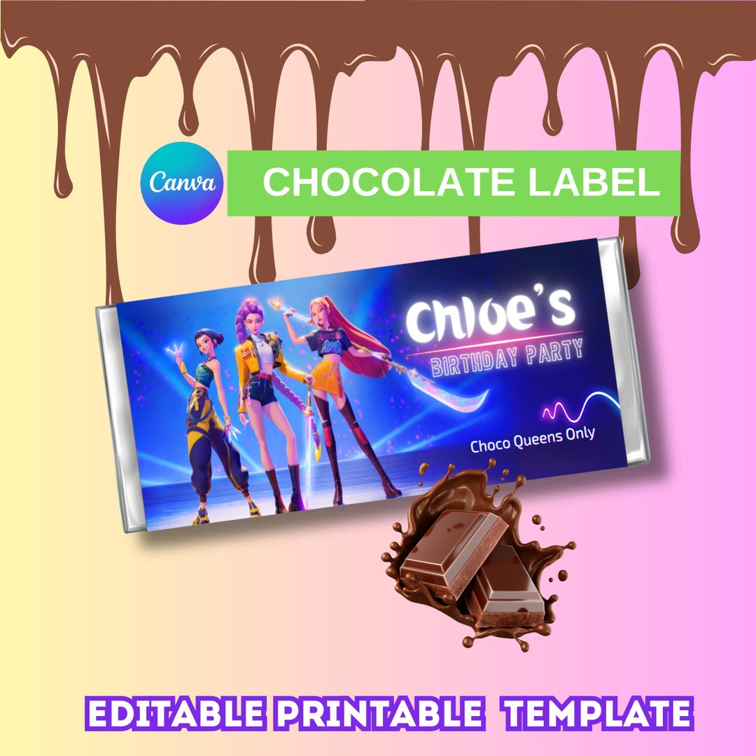Editable Kpop Demon Hunter Chocolate Candy Bar Wrapper Template ...