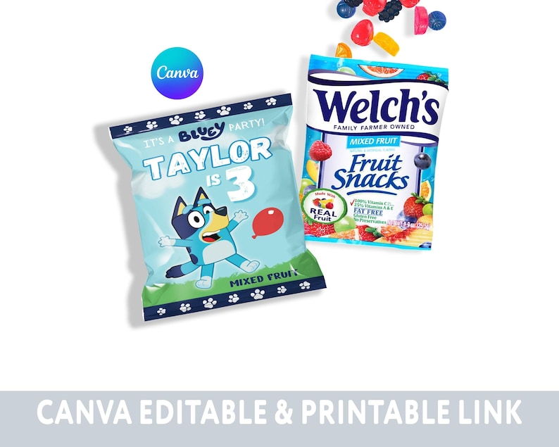 Editable Chip Bag Label Template for Kids Birthday Party Boy and Girl ...