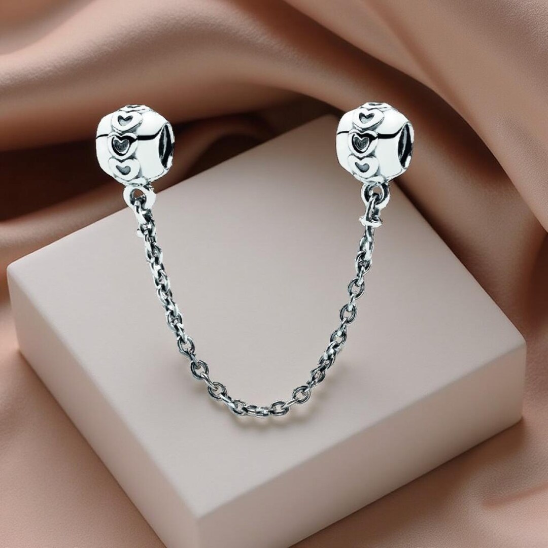 Band of Hearts Safety Chain Charm, Secure Your Charms With Heart ...
