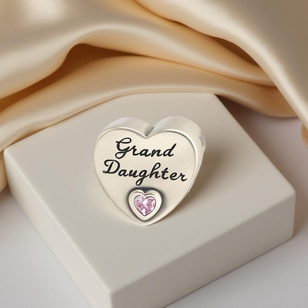 Charm Grand Daughter Heart, Pink Elegant Rhinestone Bracelet Charms ...