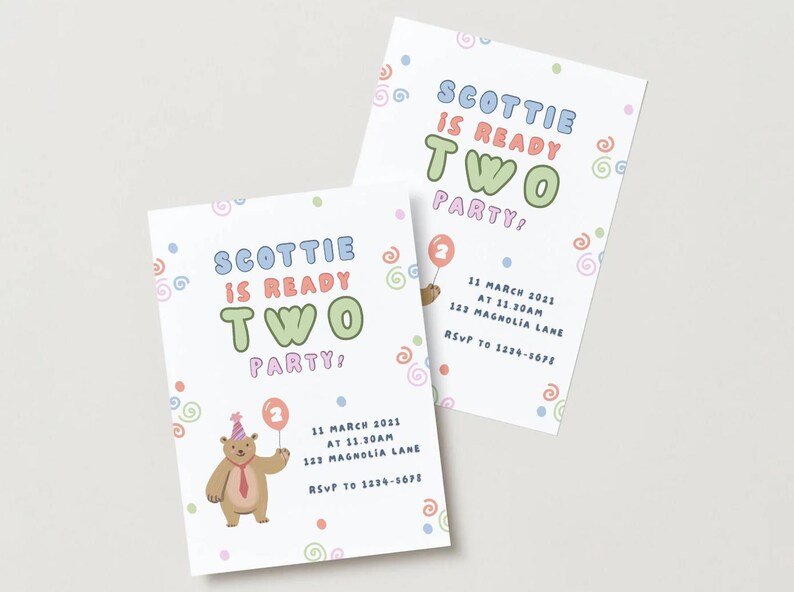 Editable Ready Two Party Birthday Invitation Template - Etsy