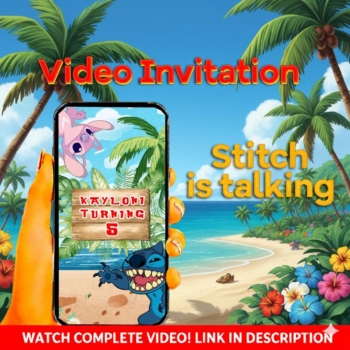 Stitch is Talking, Lilo and Stitch Birthday Party Video Invitation ...