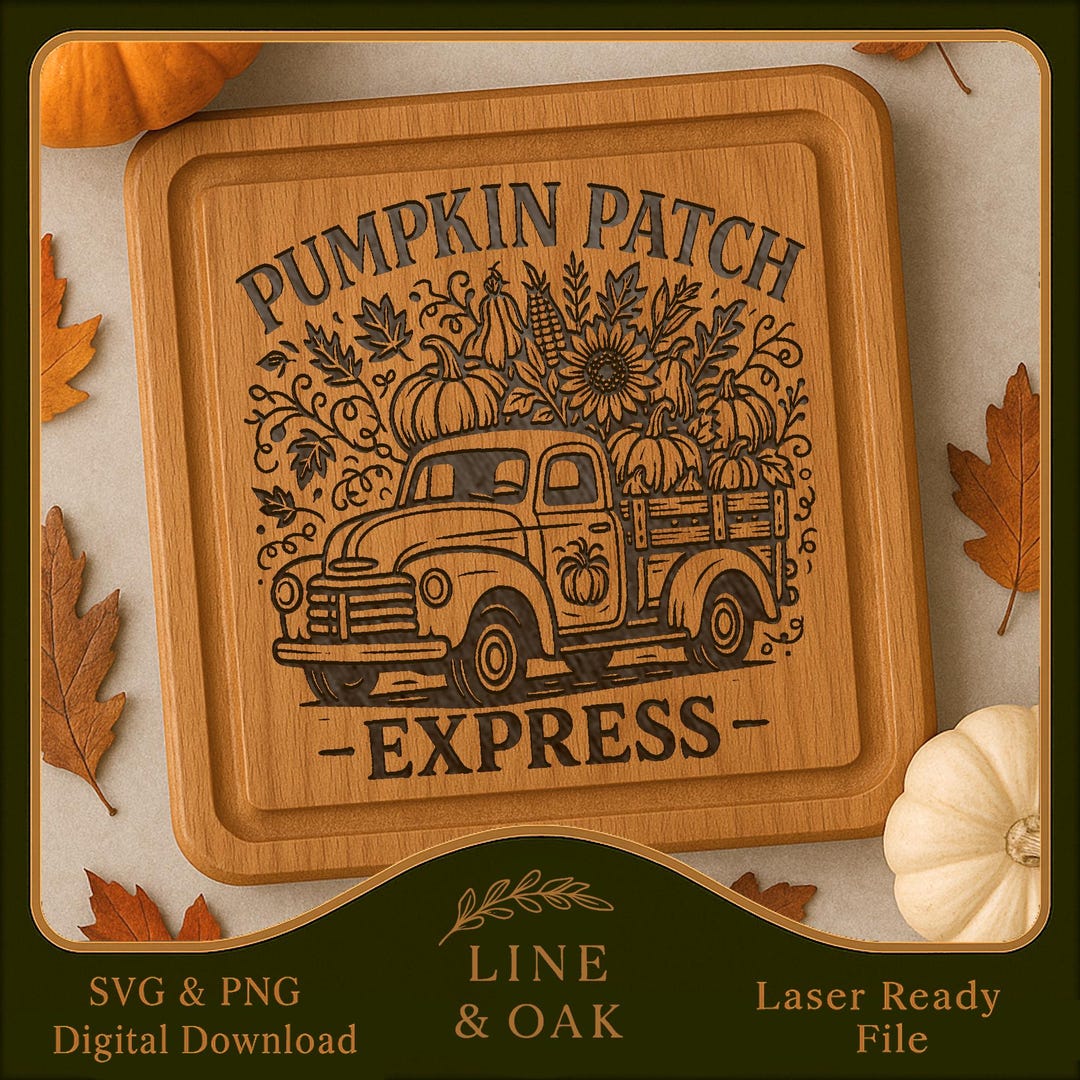Pumpkin Patch Express SVG & PNG File Vintage Truck Fall Pumpkins Gourds ...