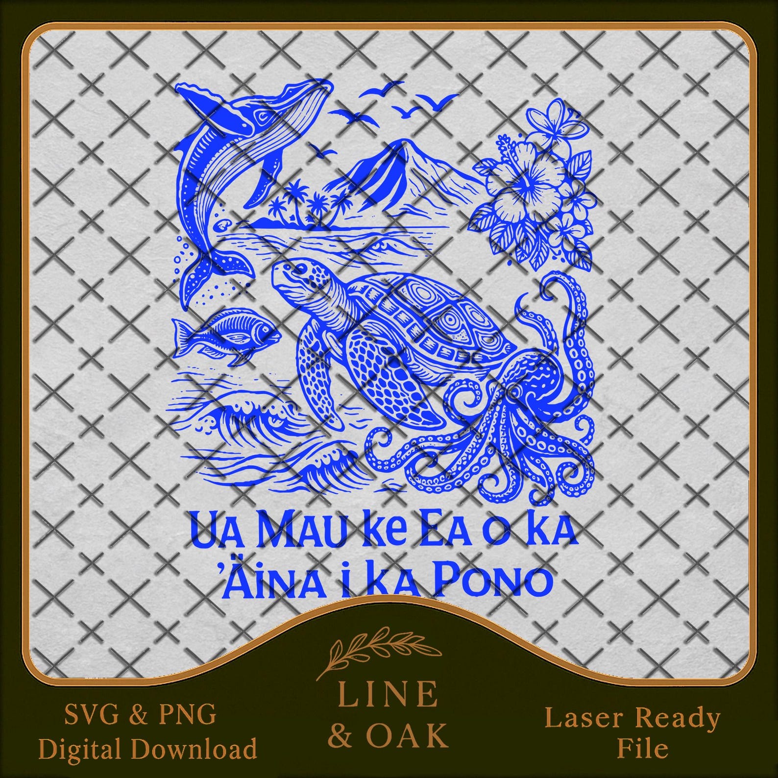 Hawaii Motto SVG: Laser Cut Island Design With Sea Life (digital ...