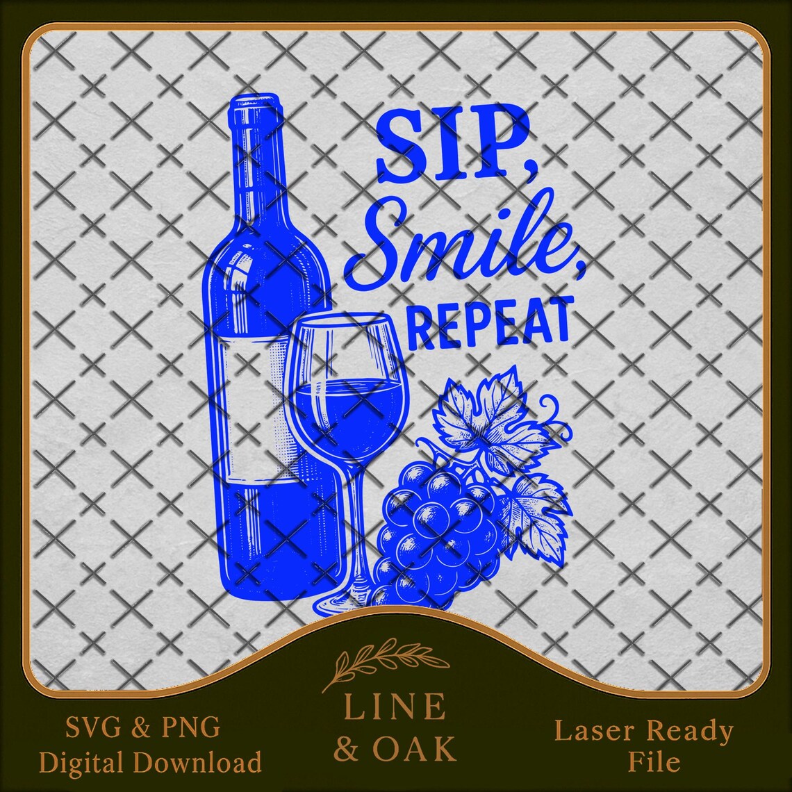 Sip Smile Repeat Wine Charcuterie Board SVG: Laser Engraving File ...