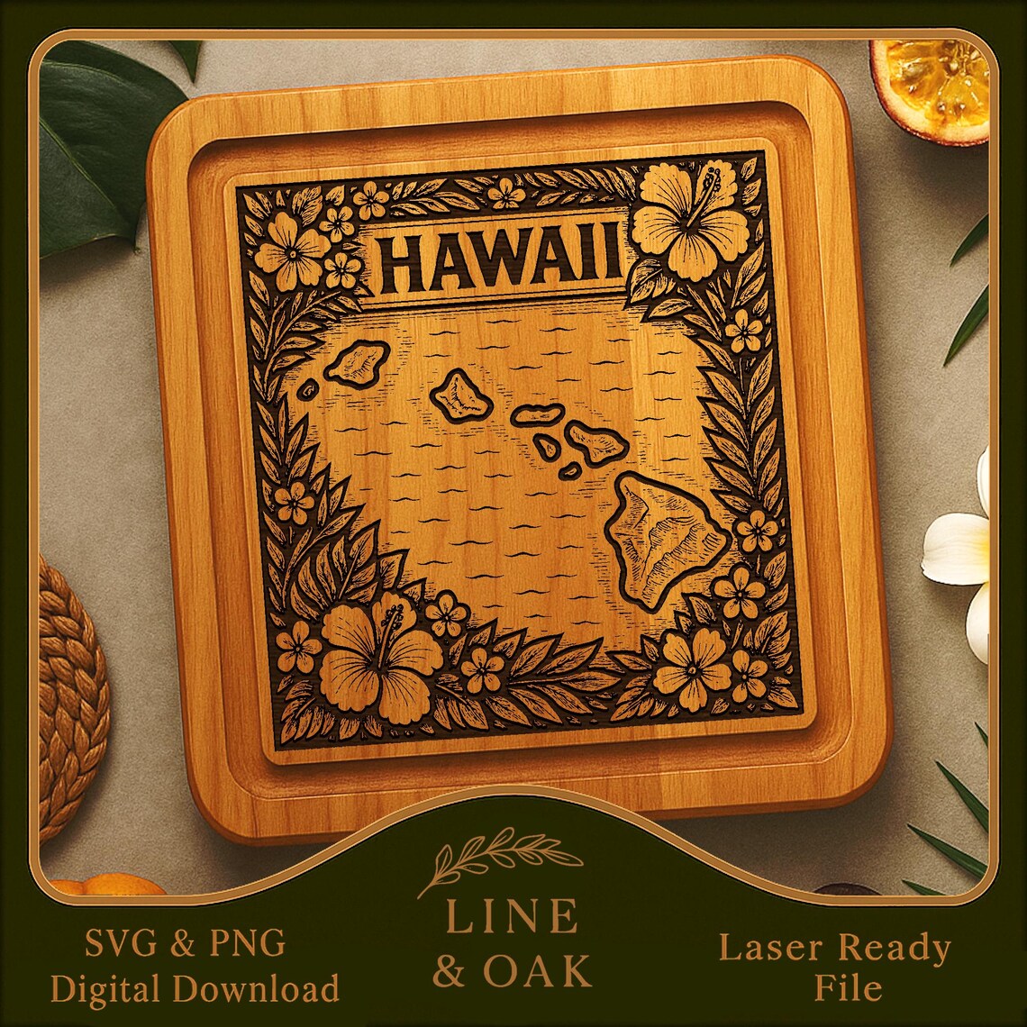 1950s Hawaiian Islands Map SVG: Retro Tiki Aloha Laser Cut File - Etsy
