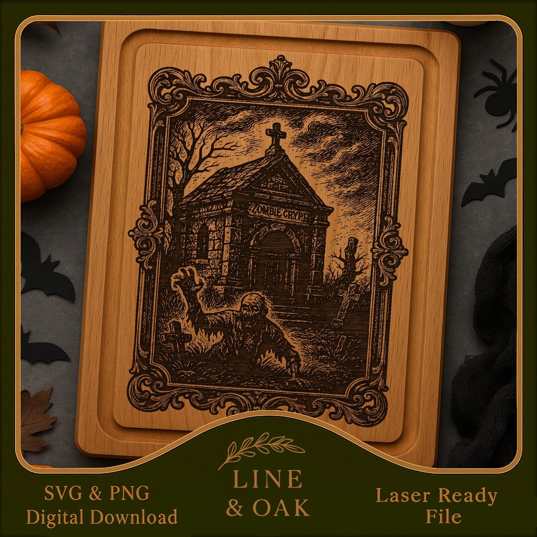 Zombie Crypt Grave SVG & PNG File Haunted Castle Baroque Border Design ...