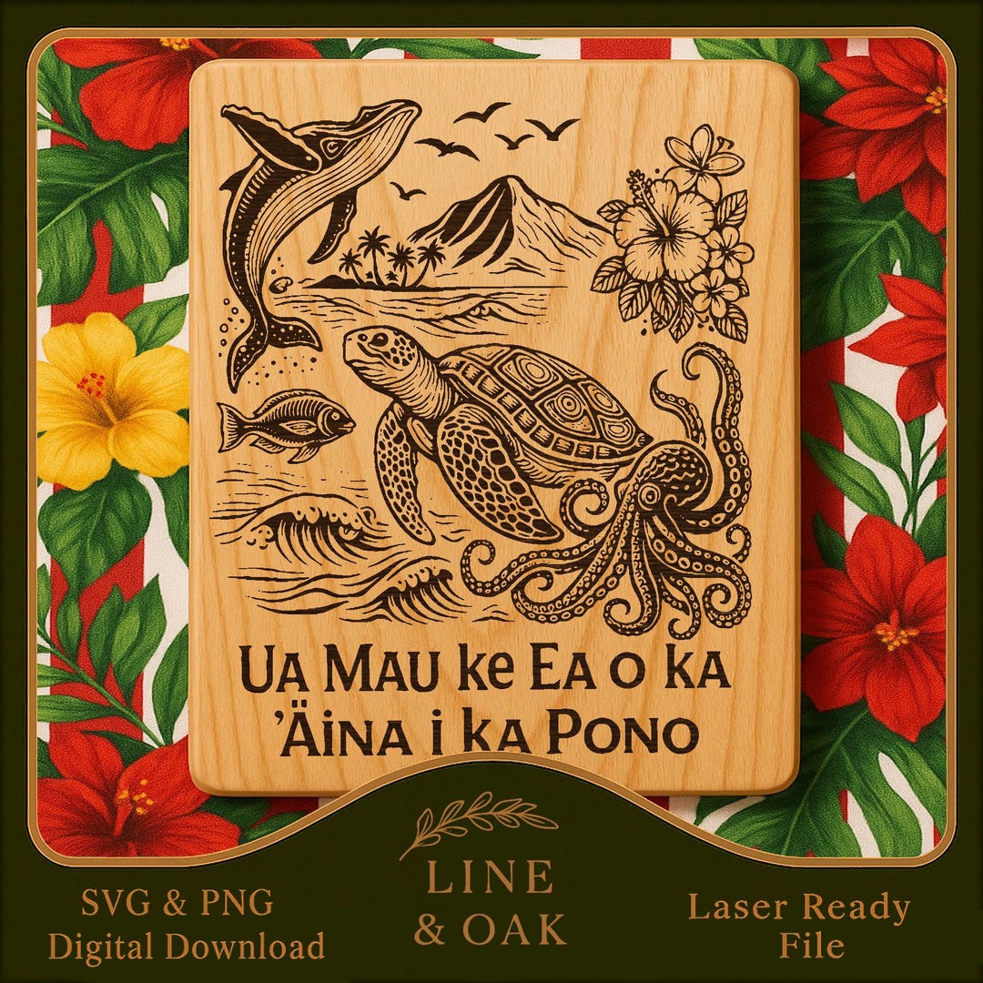 Hawaii Motto SVG: Laser Cut Island Design With Sea Life (digital ...