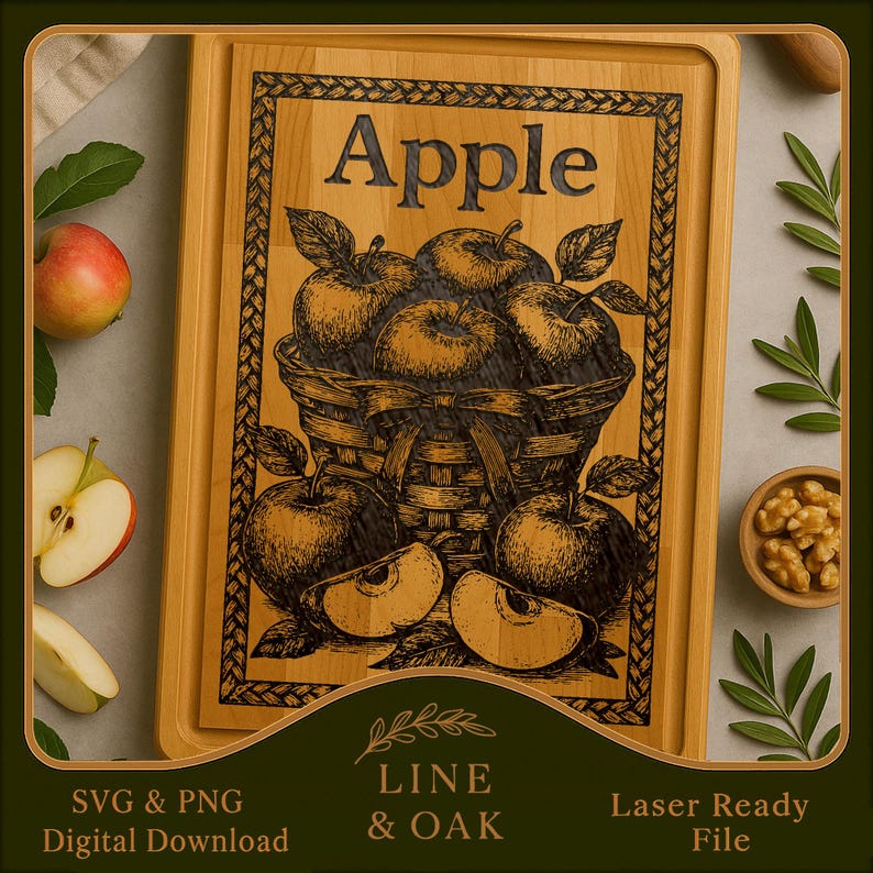 Apple Basket SVG: Laser Cut File for Charcuterie Boards (digital ...